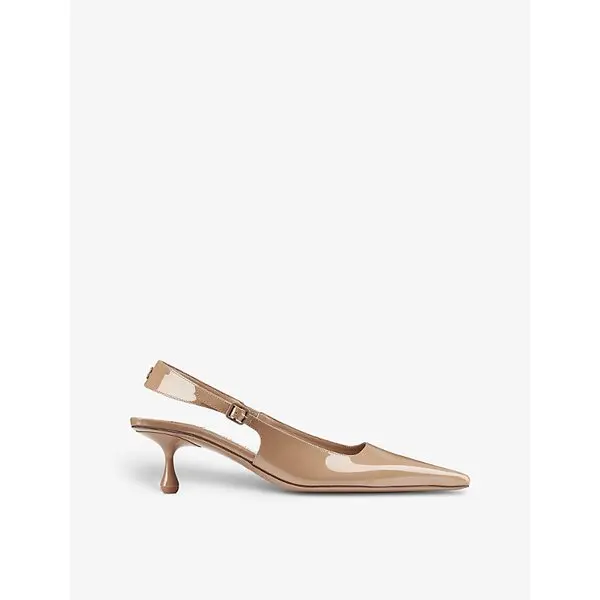 JIMMY CHOO Amel 50 Slingback Leather Heeled Courts - Biscuit