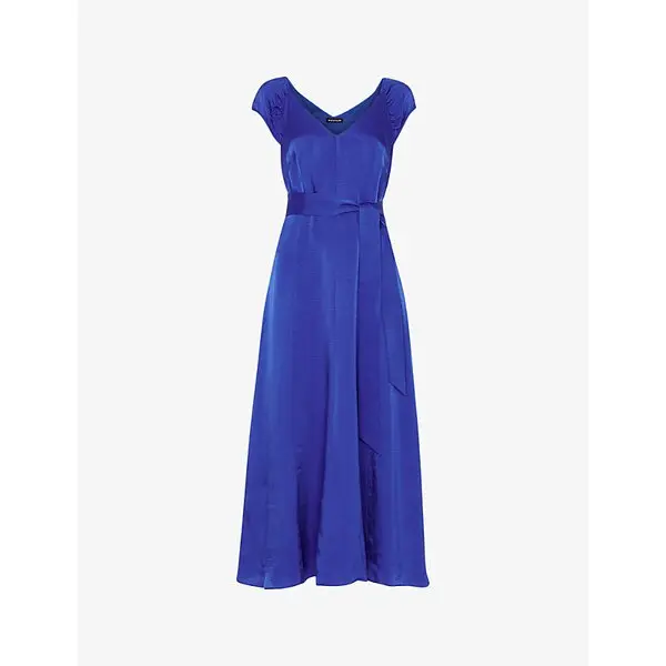 Whistles Arie Hammered Satin Midi Dress - Blue
