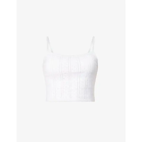 COU COU Pointelle Cropped Cotton Top - 001 White