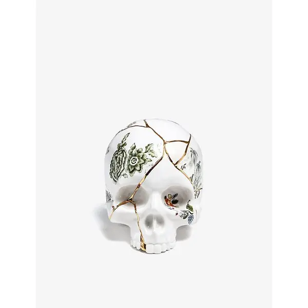 SELETTI Kintsugi Skull Porcelain Ornament 16cm
