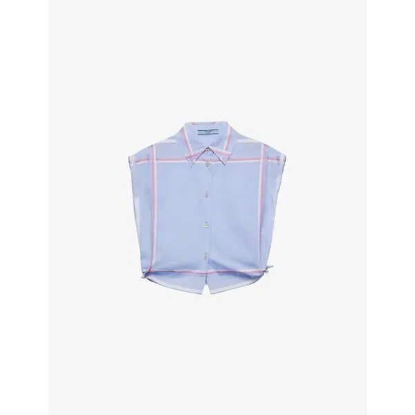 Prada Check-pattern Cropped Cotton Shirt