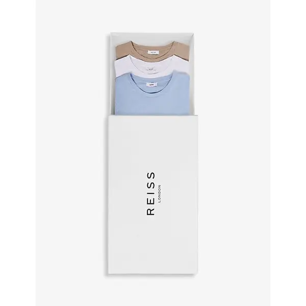 REISS Bless Pack-of-three Cotton T-shirts - Neutral