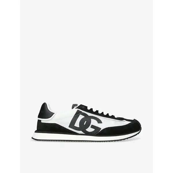 Dolce & Gabbana Aria Branded Suede And Mesh Trainers - White/blk