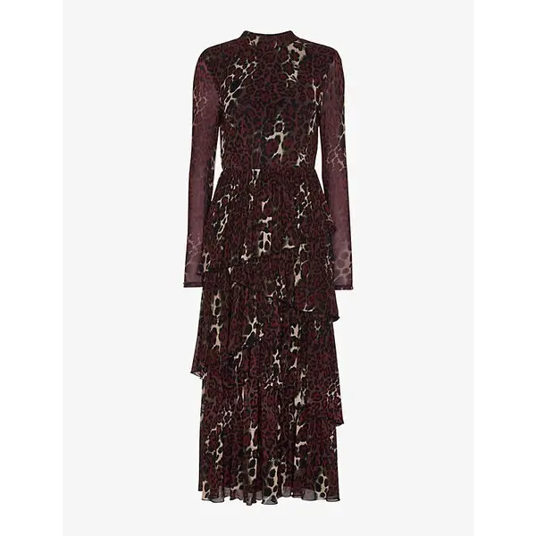 Whistles Animal-print Polyester-blend Midi Dress