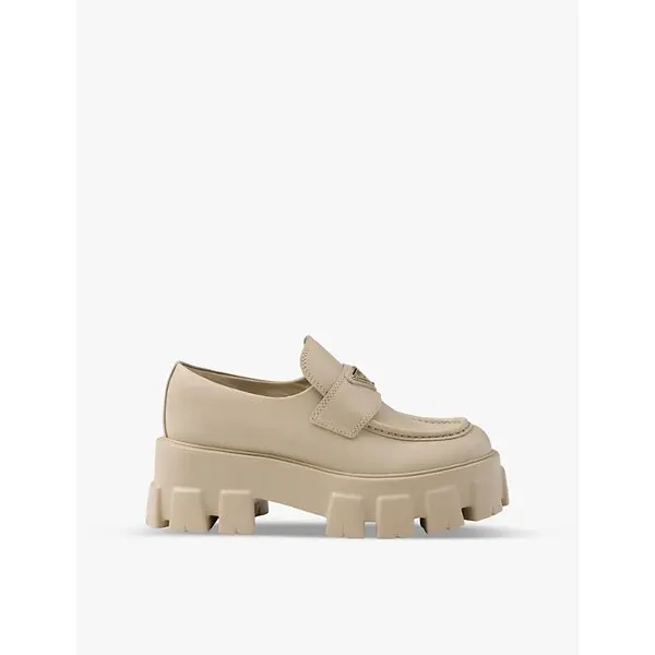Prada Monolith Leather Loafers - Neutral