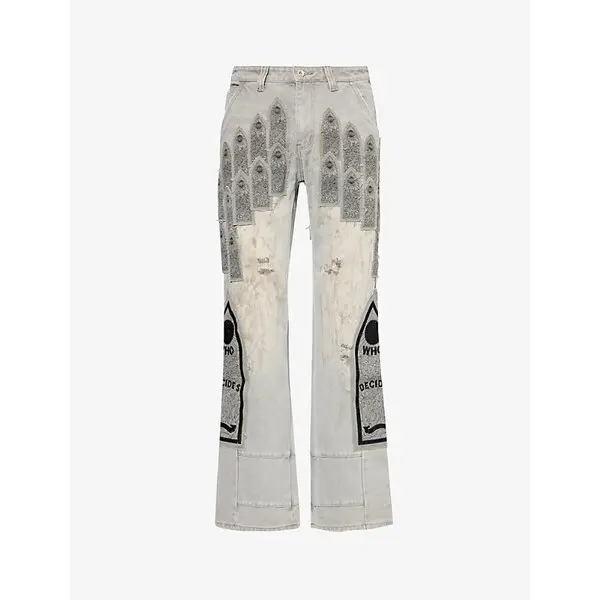 Who Decides War By Ev Bravado Distressed Branded-Patch Denim 