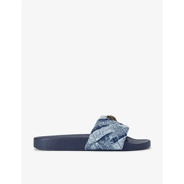 Kurt Geiger Meena Eagle-embellished Sliders - Denim