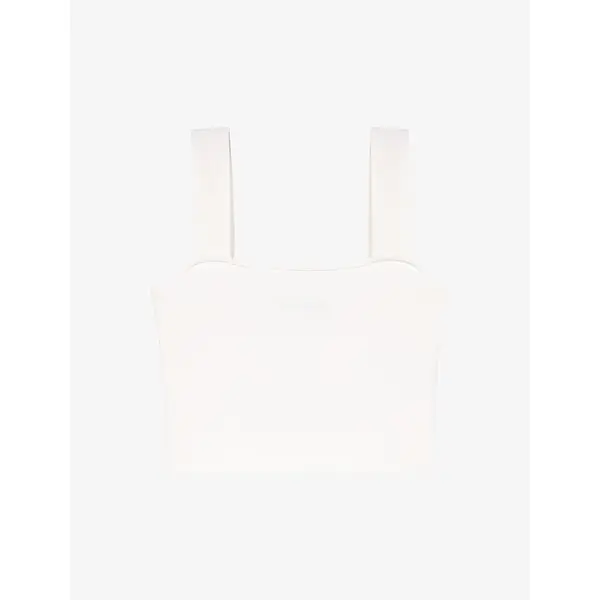 Maje Square-neck Cropped Knitted Top - Blanc