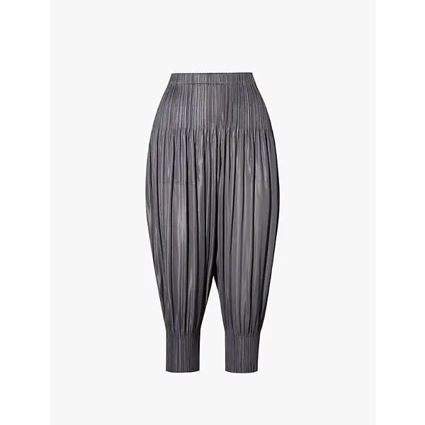Issey Miyake Pleated Tapered-leg Knit Trousers