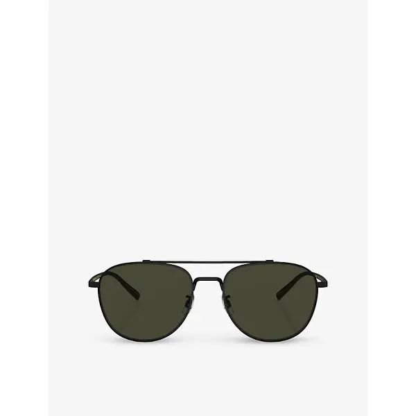 Oliver Spencer Rivetti Pilot-frame Titanium Sunglasses - Black