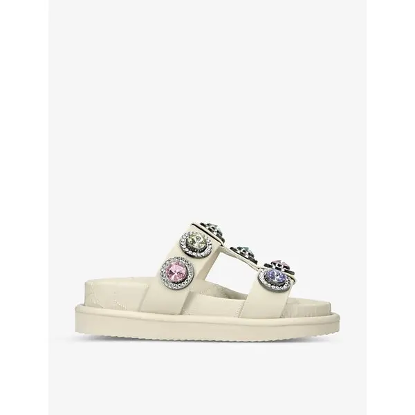 Kurt Geiger Orson Crystal-embellished Sandals - Bone/comb