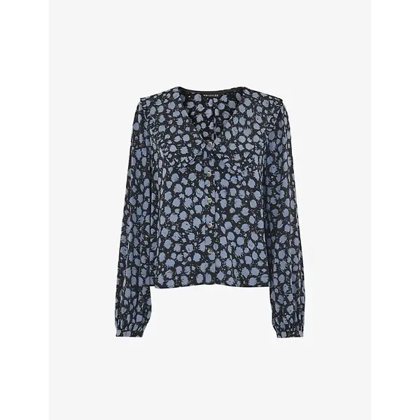 Whistles Dalmatian-print Wide-collar Woven Shirt
