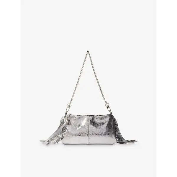 Maje Tassel-embellished Chain-strap Leather Bag - Noir / Gris