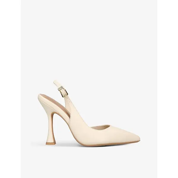 Kurt Geiger Aria Pointed-toe Slingback Leather Courts - Bone