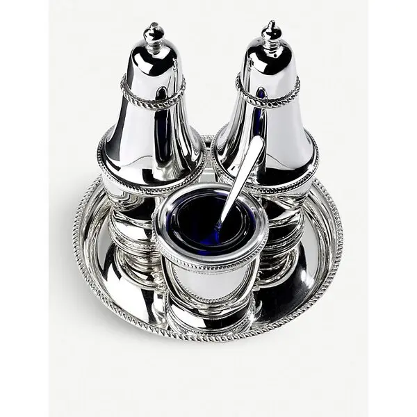 ARTHUR PRICE Silver-plated Three-piece Condiment Set And Tray