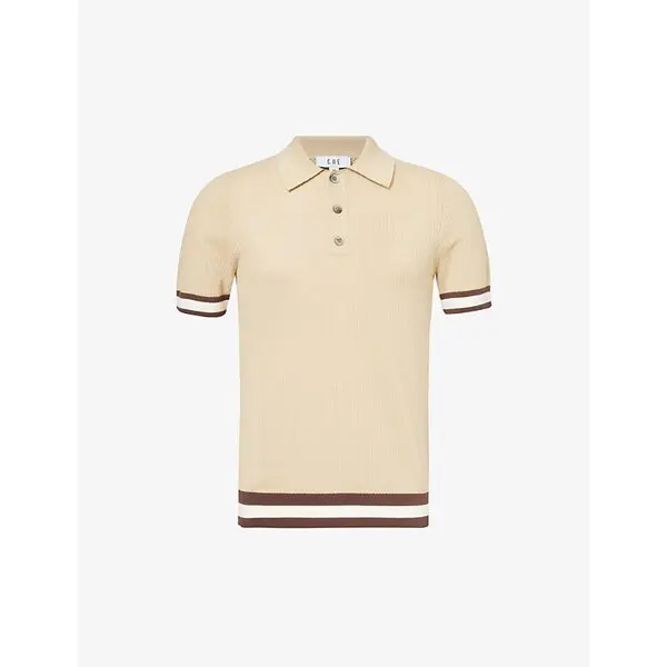 CHE Quinn Stripe-trimmed Cotton-knit Polo Shirt - Camel