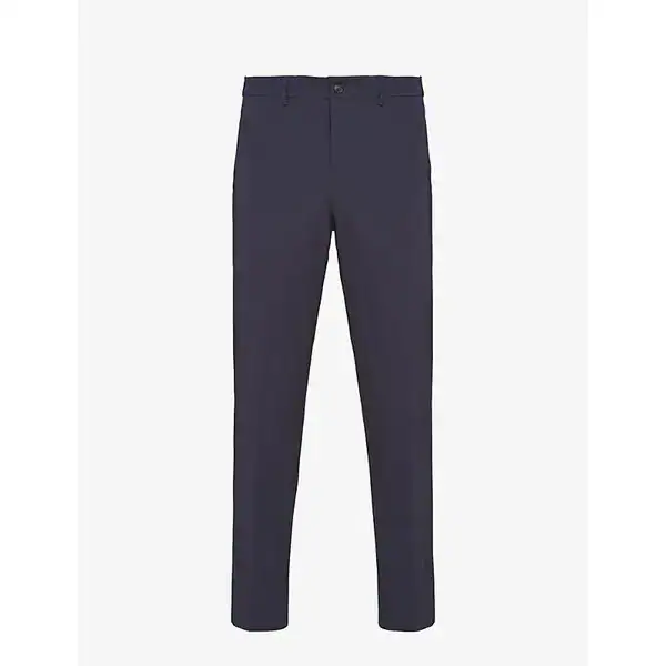 Prada Slim-Fit Straight-Leg Woven Trousers Blue Editorialist