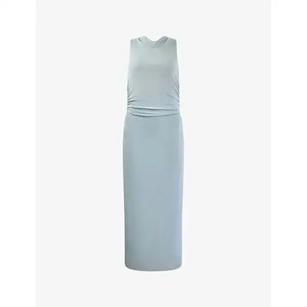 Ro&Zo High-Neck Gathered Stretch-Jersey Midi Dress In Blue - 33% Off |  Editorialist