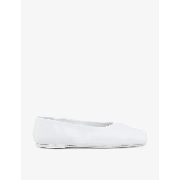 Marni Dancer Square-toe Leather Ballerina Flats - Lily White
