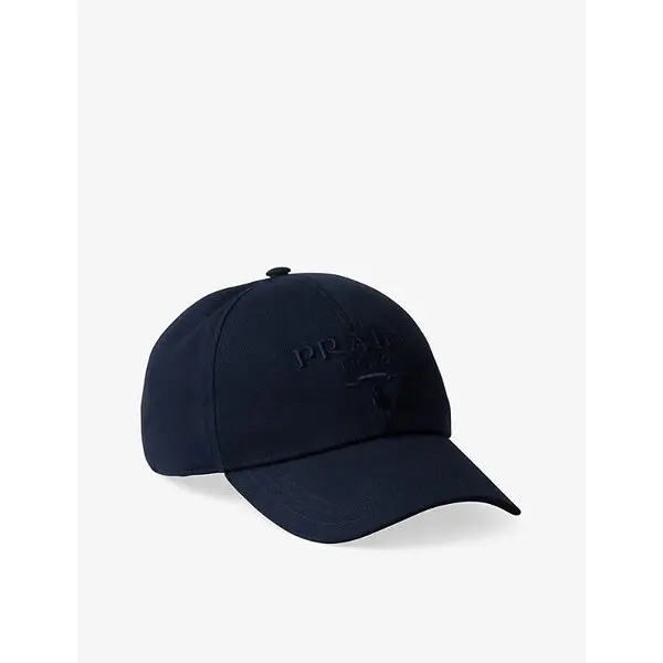 Prada Logo-embroidered Adjustable Woven Baseball Cap - Blue