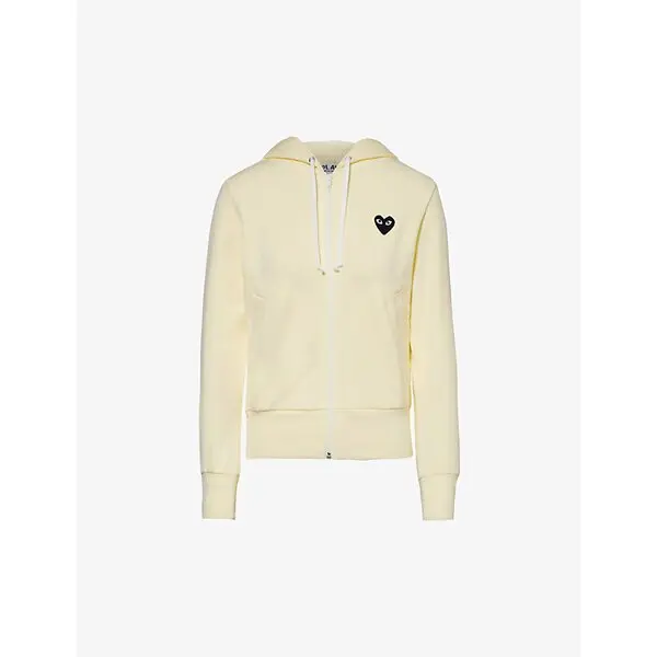 Play Comme Des Garcon Big Heart Logo-appliqué Woven Hoody - Ivory