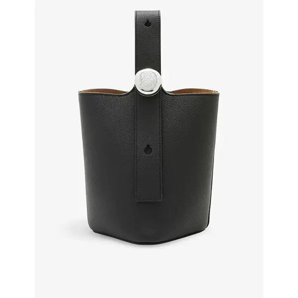 Loewe Pebble Mini Leather Bucket Bag - Black