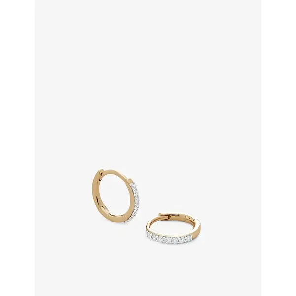 Monica Vinader Pavé-set Small 14ct Yellow-gold And 0.0833ct Diamond Huggie Earrings