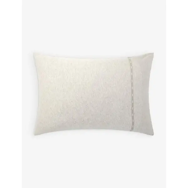 Hugo Boss Sense Logo-print Ribbon Cotton-jersey Blend Pillowcase - Natural