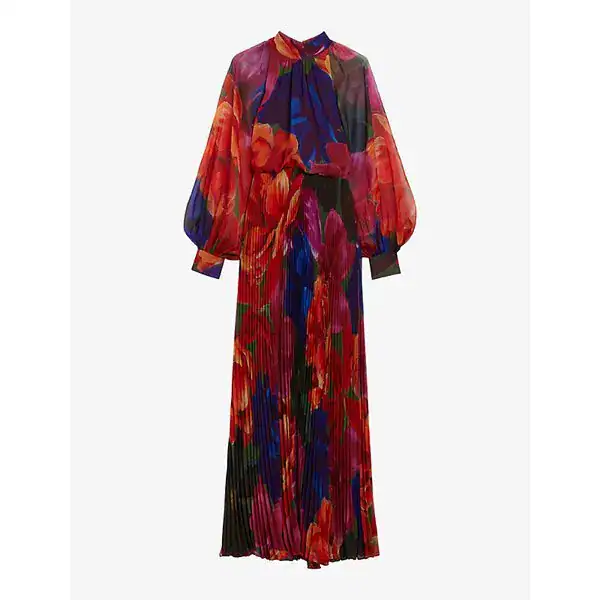 ted baker pleated floral dress Ted Baker Miiriam Mixed Media Pleated Midi Dress