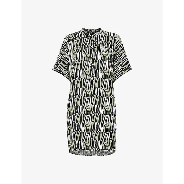 Whistles Checkerboard Tiger-print Woven Mini Dress