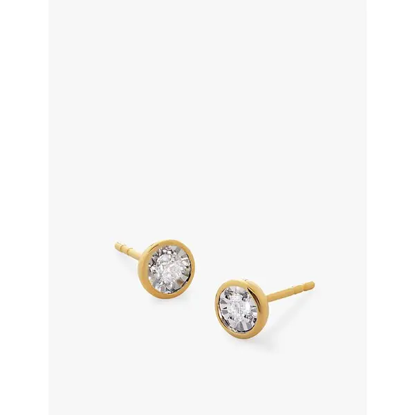 Monica Vinader Solitaire Diamond Stud Earrings - Yellow Gold