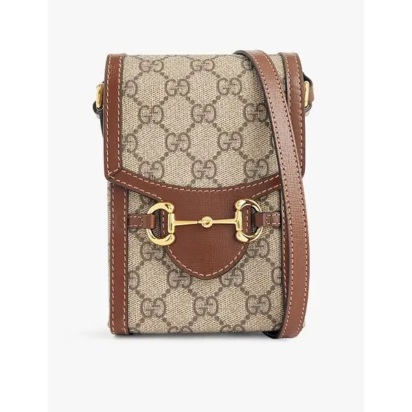 Gucci Monogram Cross-body Bag With Horsebit Plaque