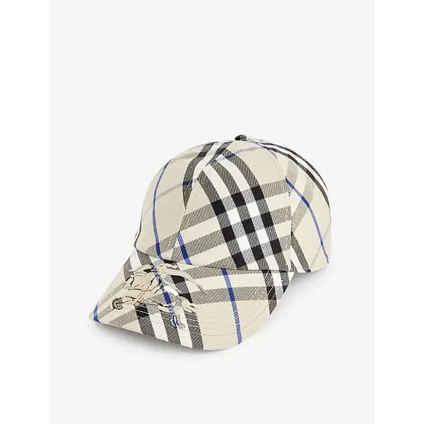 Burberry Checked Cotton-Blend Cap Lichen Editorialist