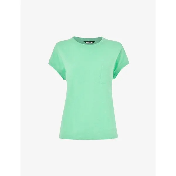Whistles Ember Patch-pocket Cotton And Linen T-shirt - Green