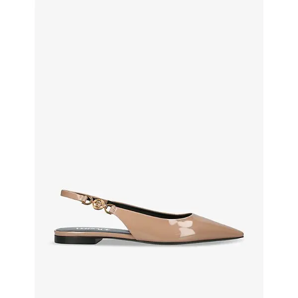 Versace Medusa Patent-leather Slingback Flats