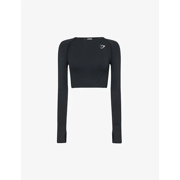 GYMSHARK Vital Seamless 2.0 Stretch-jersey Crop Top - Black Marl