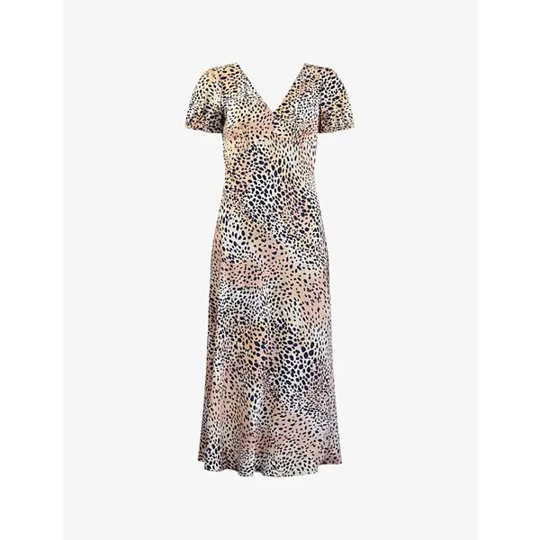 RO&ZO Leopard-print Woven Midi Dress