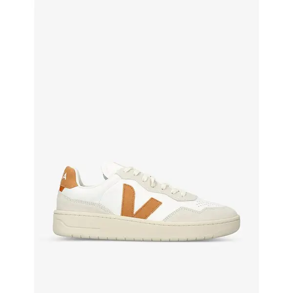 VEJA V-90 Logo-embroidered Leather Trainers - White/comb