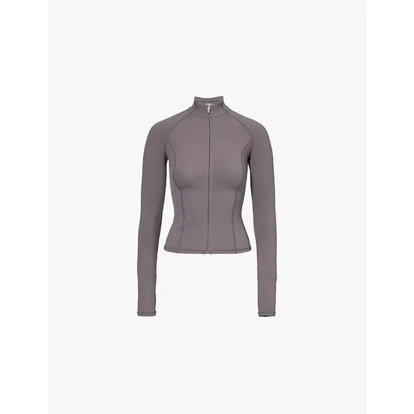 ADANOLA Ultimate Zip-up Stretch-jersey Top - Dark Grey