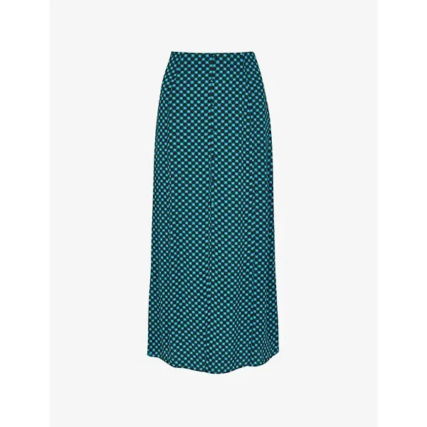 Whistles Star Check-print A-line Viscose Skirt