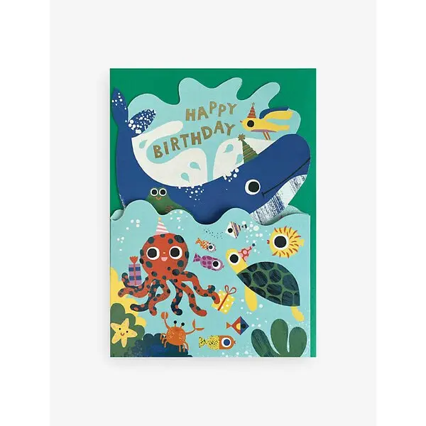 RASPBERRY BLOSSOM Happy Birthday' Ocean Greetings Card 18cm X 13cm
