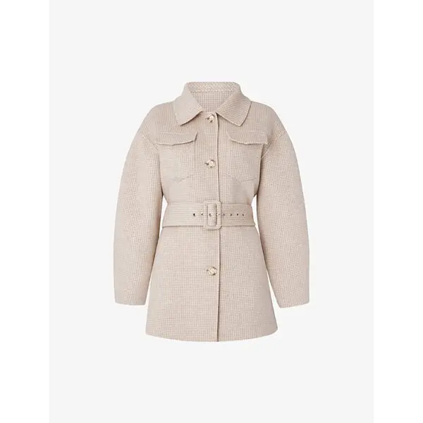 MALINA Joanna Checked Wool-blend Jacket