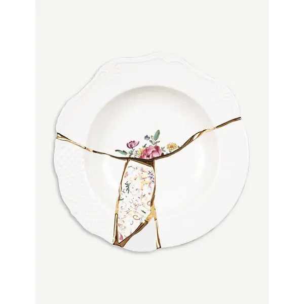 SELETTI Marcantonio Kintsugi Porcelain Soup Plate 22cm - One-color