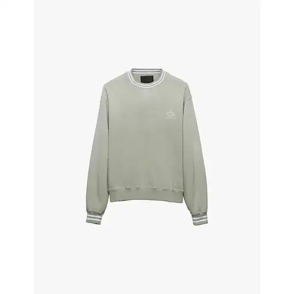 Prada Logo-Print Cotton Sweatshirt - Green | Editorialist