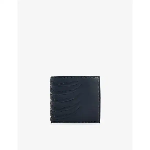 Alexander Mcqueen Skeleton-Embossed Leather Wallet In Black - 42