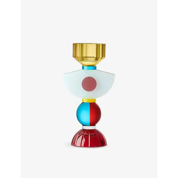 REFLECTIONS COPENHAGEN India Geometric-shape Crystal Candlestick Holder 15.5cm - Multicoloured