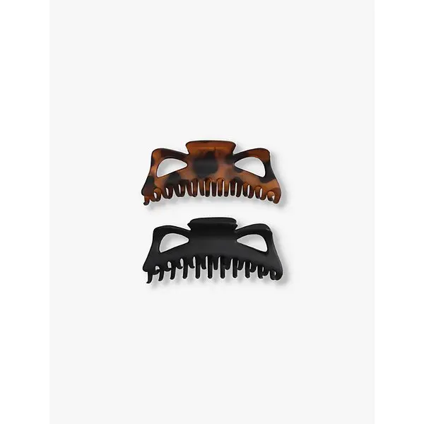 KITSCH Set Of Two Jumbo Claw Clips - Black/brown