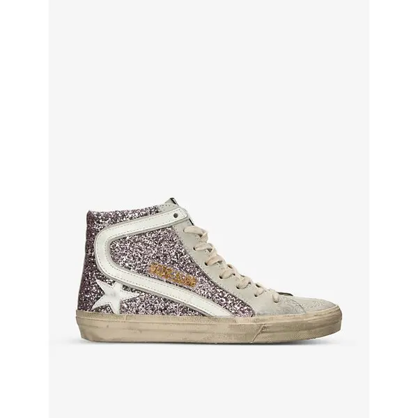 Golden Goose Slide Glitter-embellished High-top Sneakers