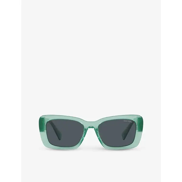 Miu Miu Mu 07ys Semi-transparent Rectangle Sunglasses - Blue