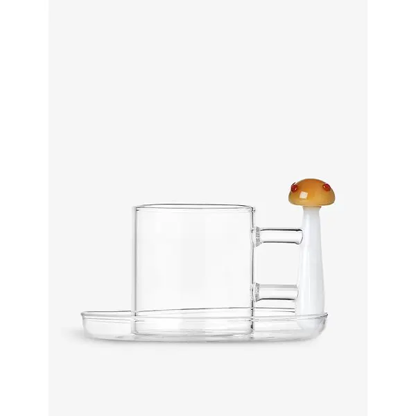 ICHENDORF MILANO The Alice Collection Mushroom-top Borosilicate Glass Coffee Cup And Saucer Set